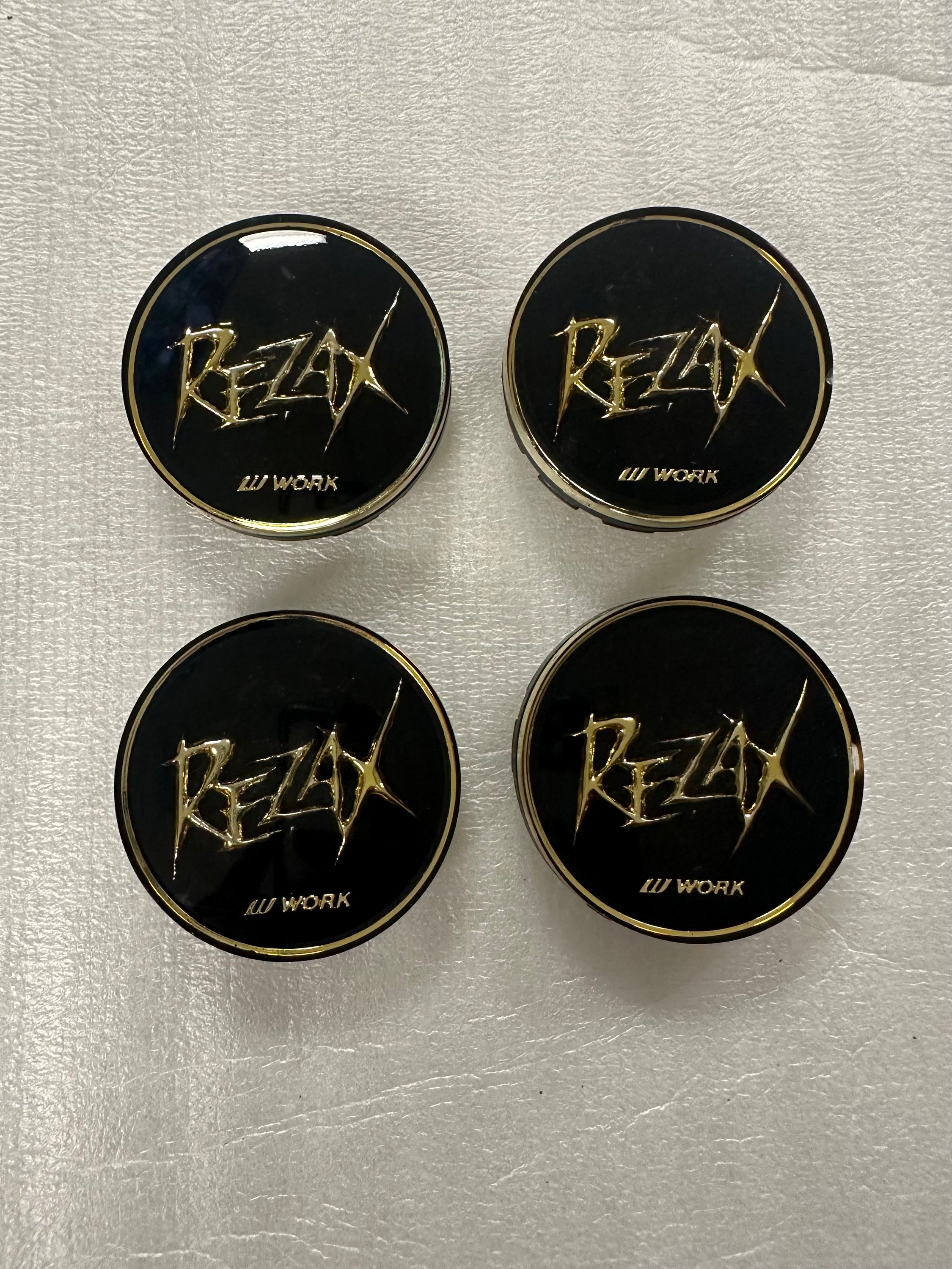 Work Wheels 'REZAX" Black/Gold center caps set of 4 | Revision Audio Online