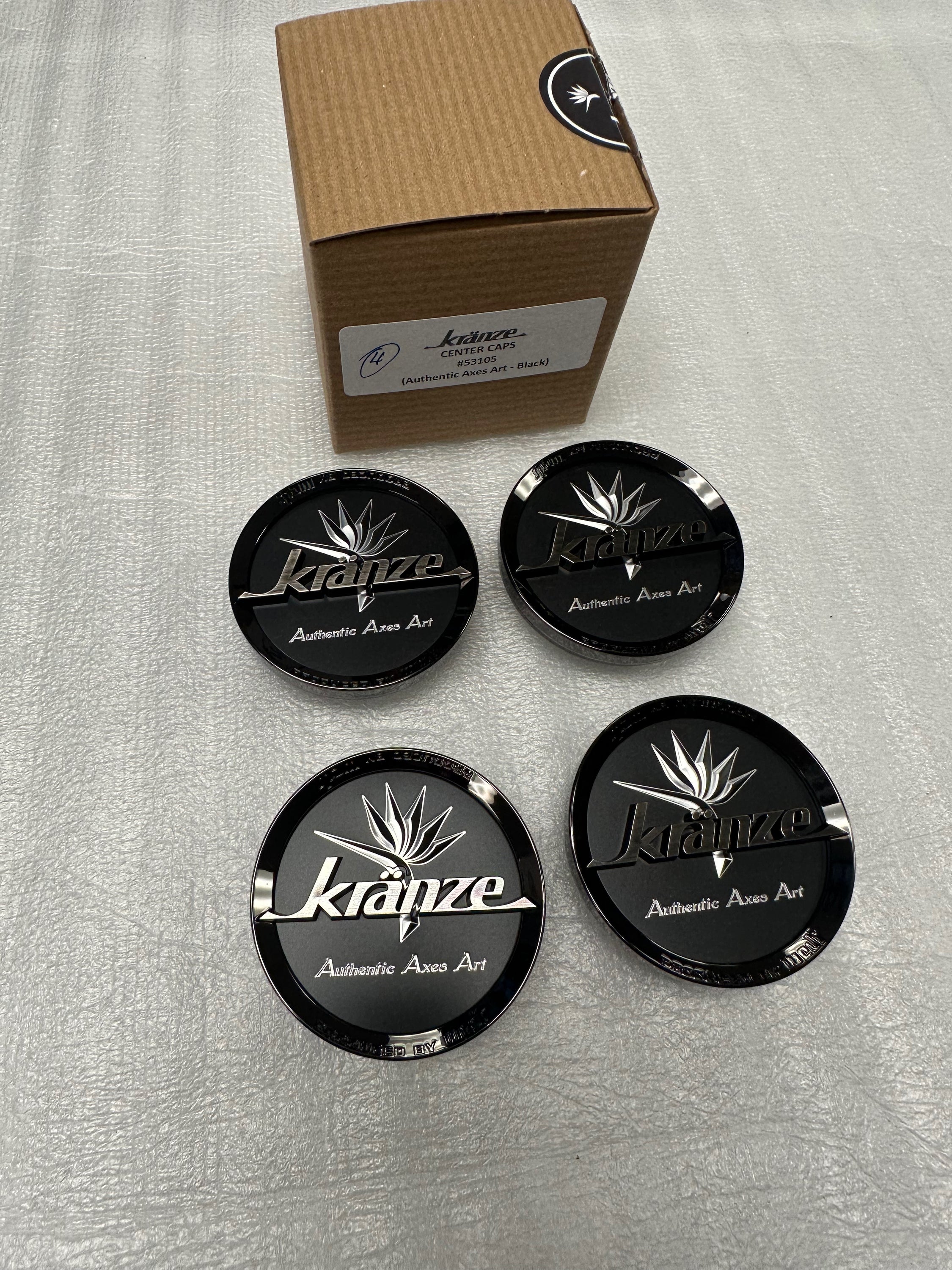 Weds Kranze Black/Black "Authentic Axes Art" center caps set of 4 53105 ...