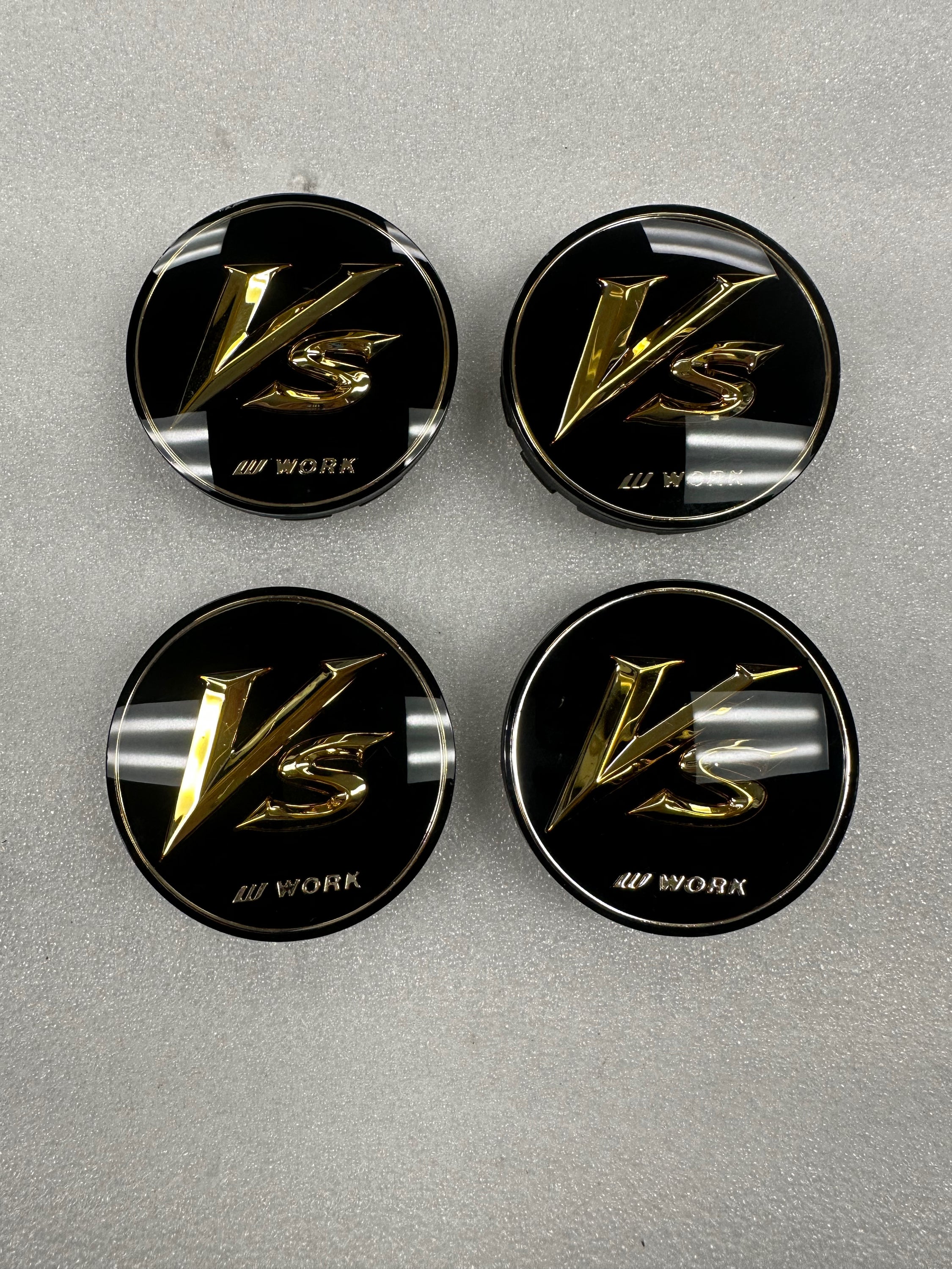 Work Wheels "VS" Black/Gold big base center cap set of 4 | Revision ...