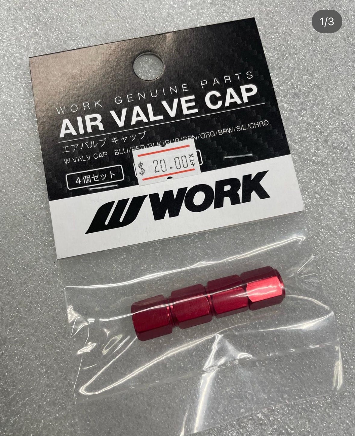 Work Wheels Red "W" valve cap set of 4 | Revision Audio Online
