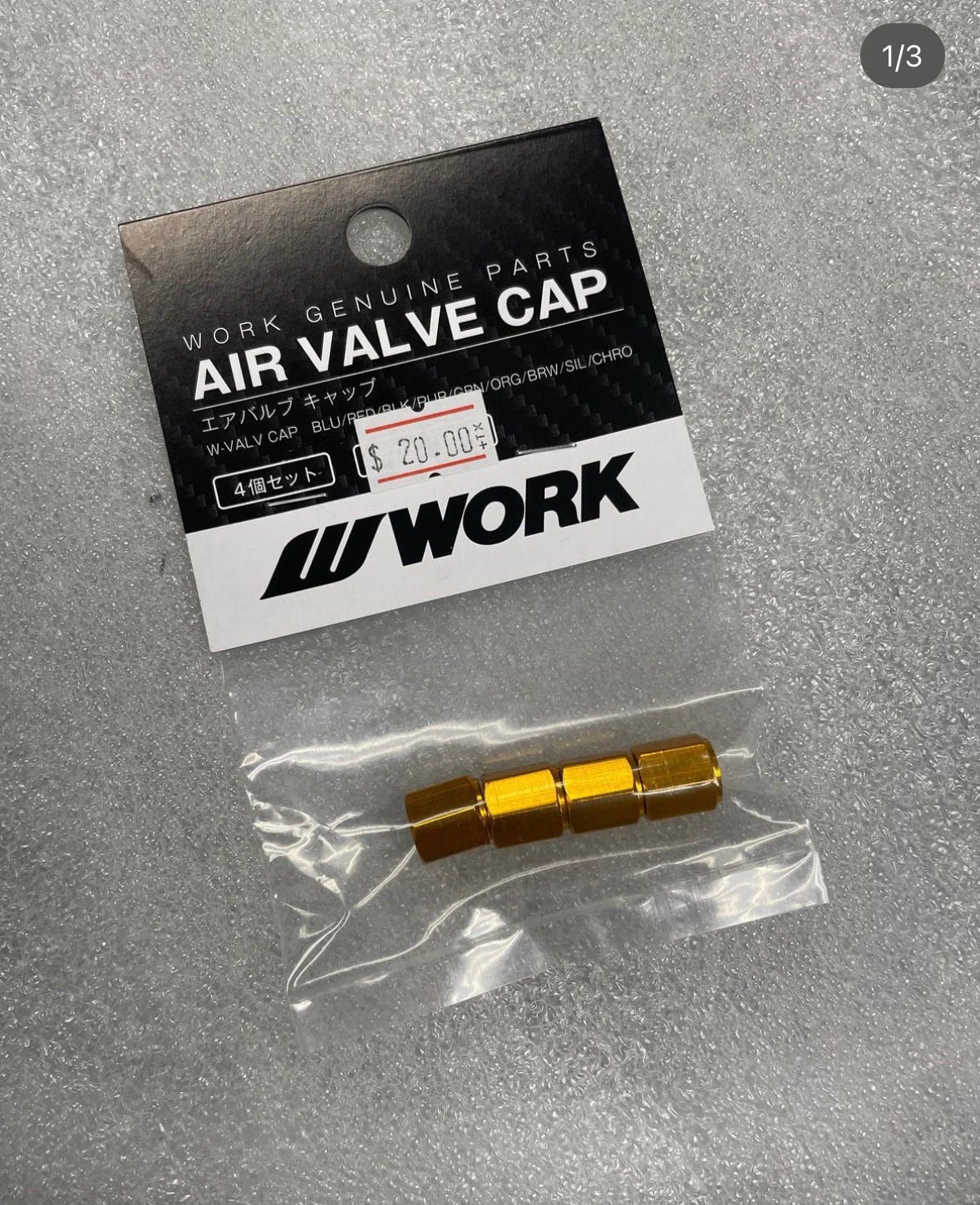 Work Wheels Gold (Yellow) "W" valve cap set of 4 | Revision Audio Online