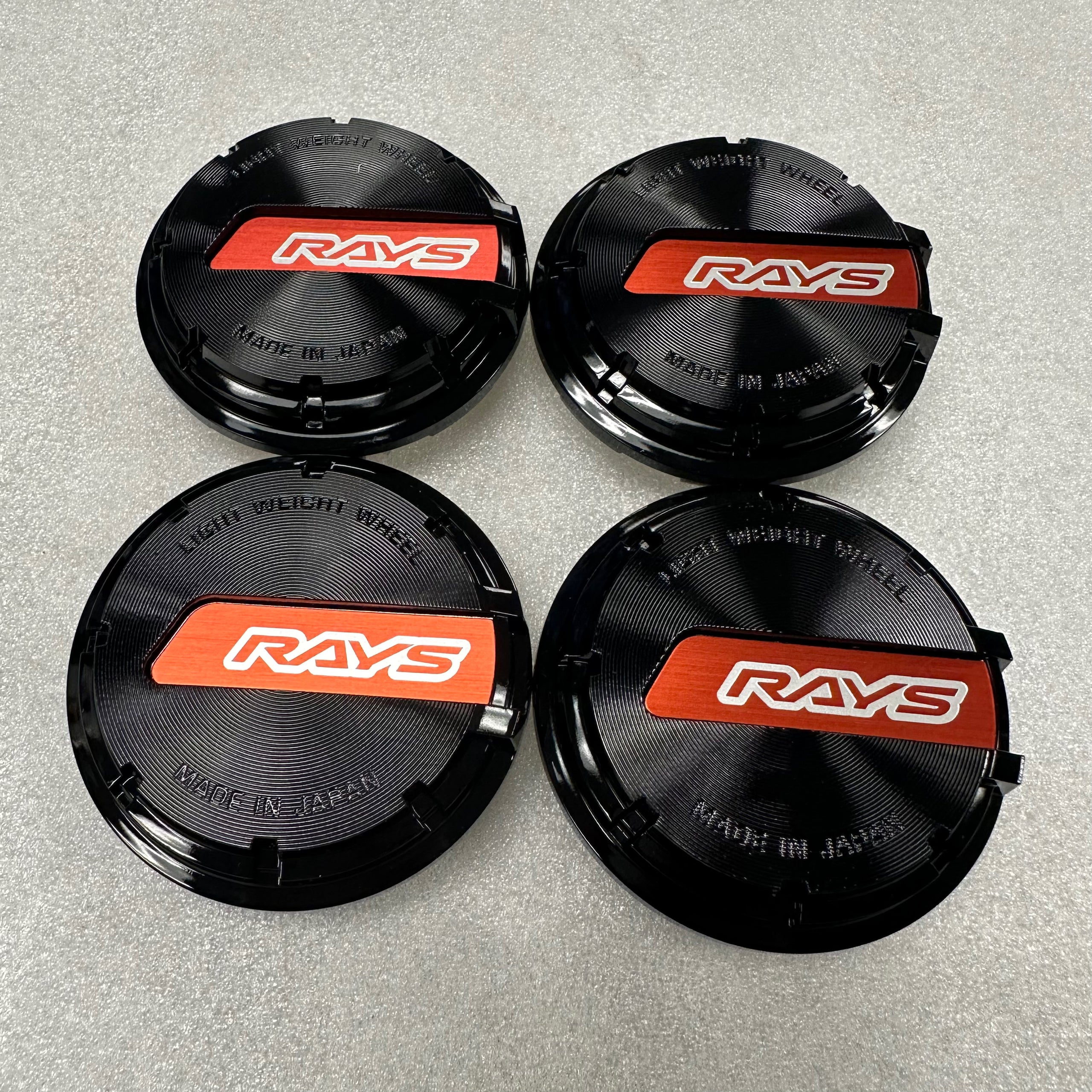 RAYS WHEELS GRAMLIGHTS 57 OPTIONAL BLACK/RED CENTER CAPS SET OF 4 ...