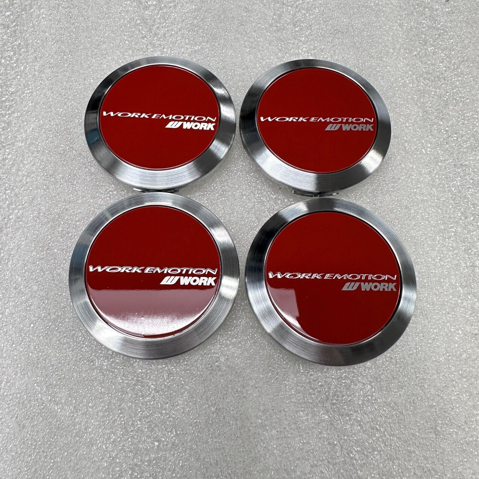 Work Emotion series Red flat center caps set of 4 | Revision Audio Online